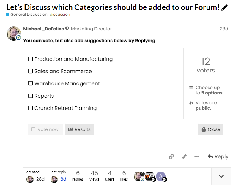 Focusing on Community: The Order Time Inventory Forum