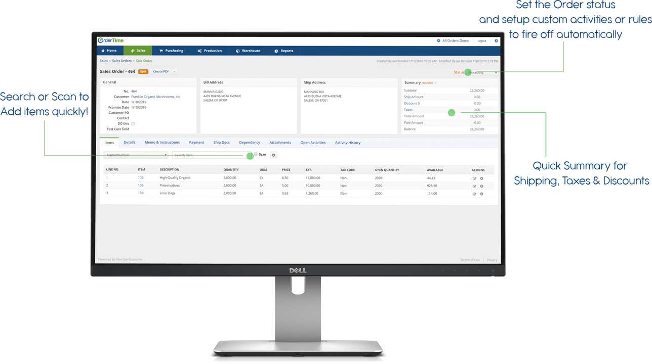 View your All Orders data online! | Order Time